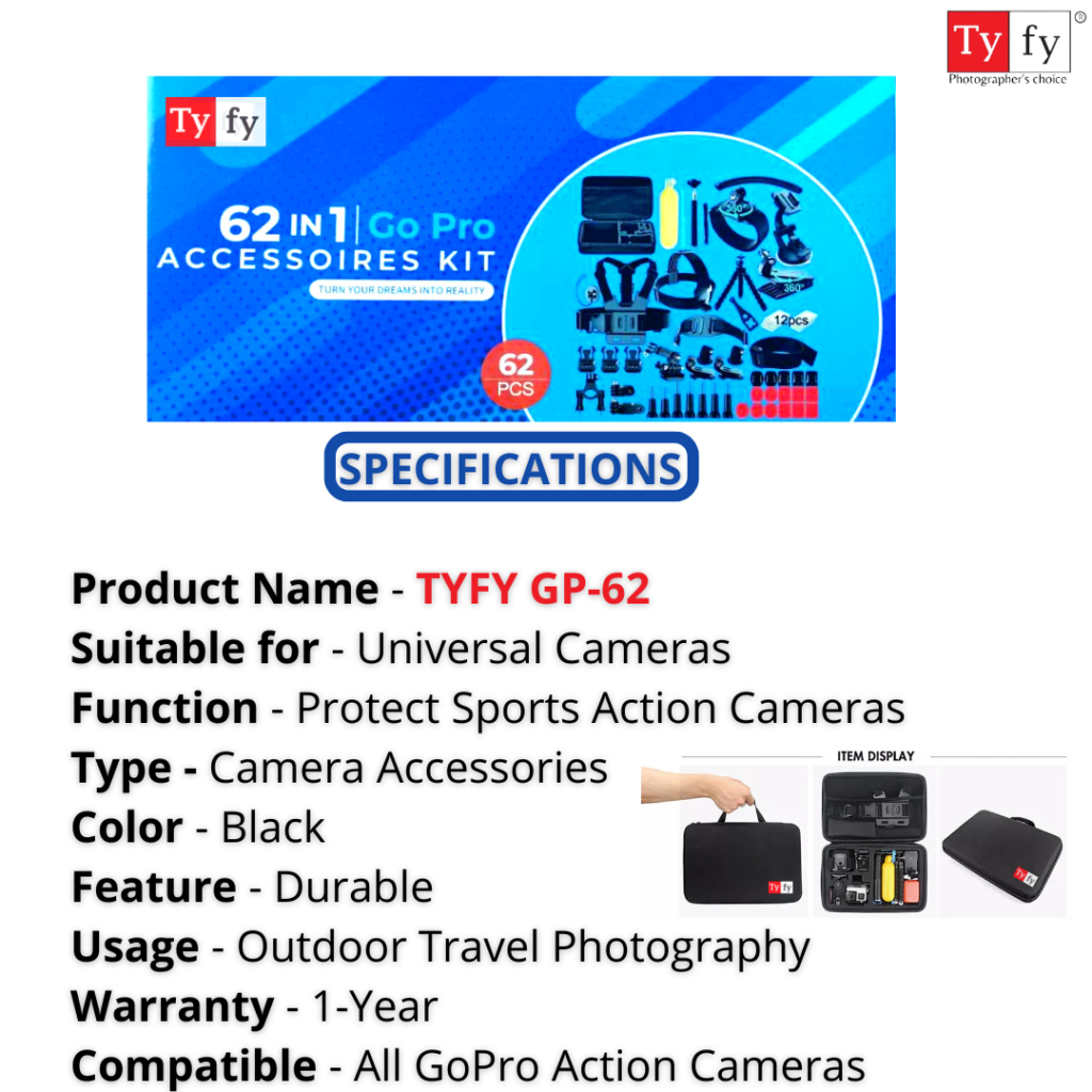 TYFY GP-62 in 1 Go Pro Accessories Kit | TYFY